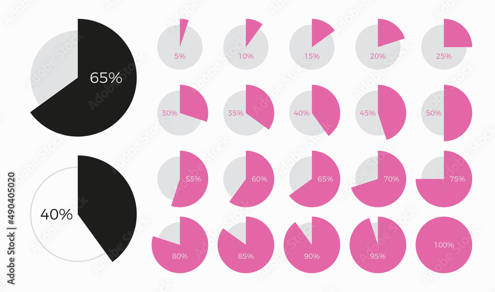 Set of trendy circle infographic pie chart diagrams design elements ...