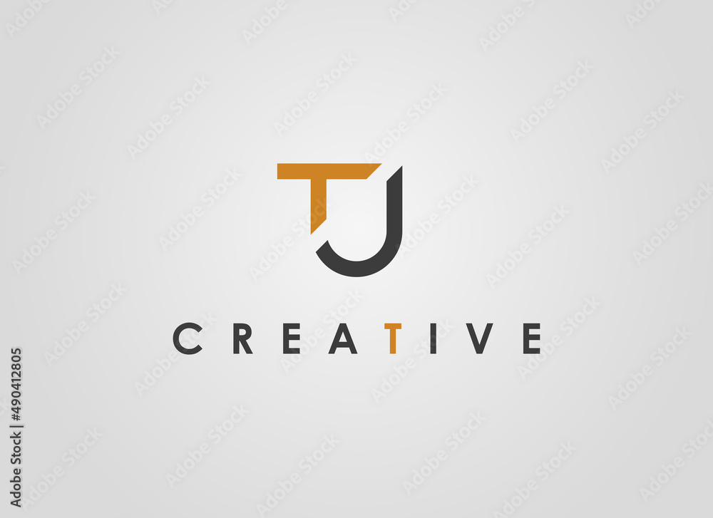 Abstract Initial Letter T and J Logo. Geometric Line Shapes TJ JT Letter Isolated on White ...
