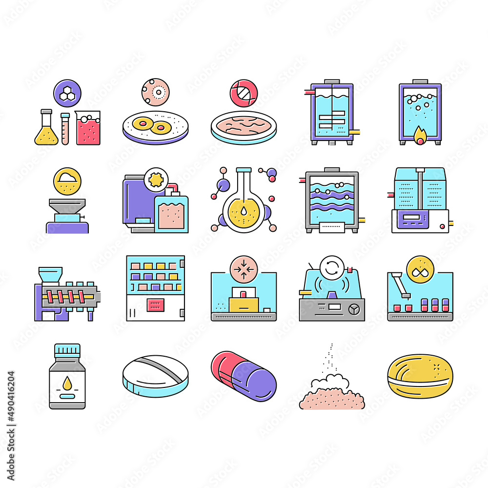 Pharmaceutical Production Factory Icons Set Vector . Stock Vector ... Pharmaceutical Production Factory Icons Set Vector . Stock Vector ...