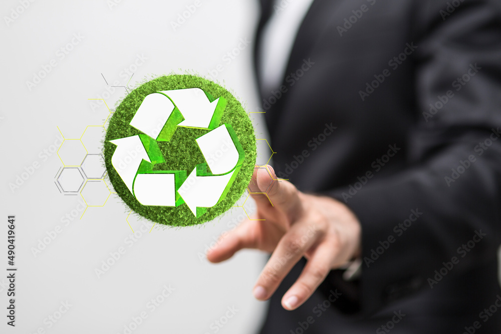 green recycling symbol for clean energy Stock Photo | Adobe Stock