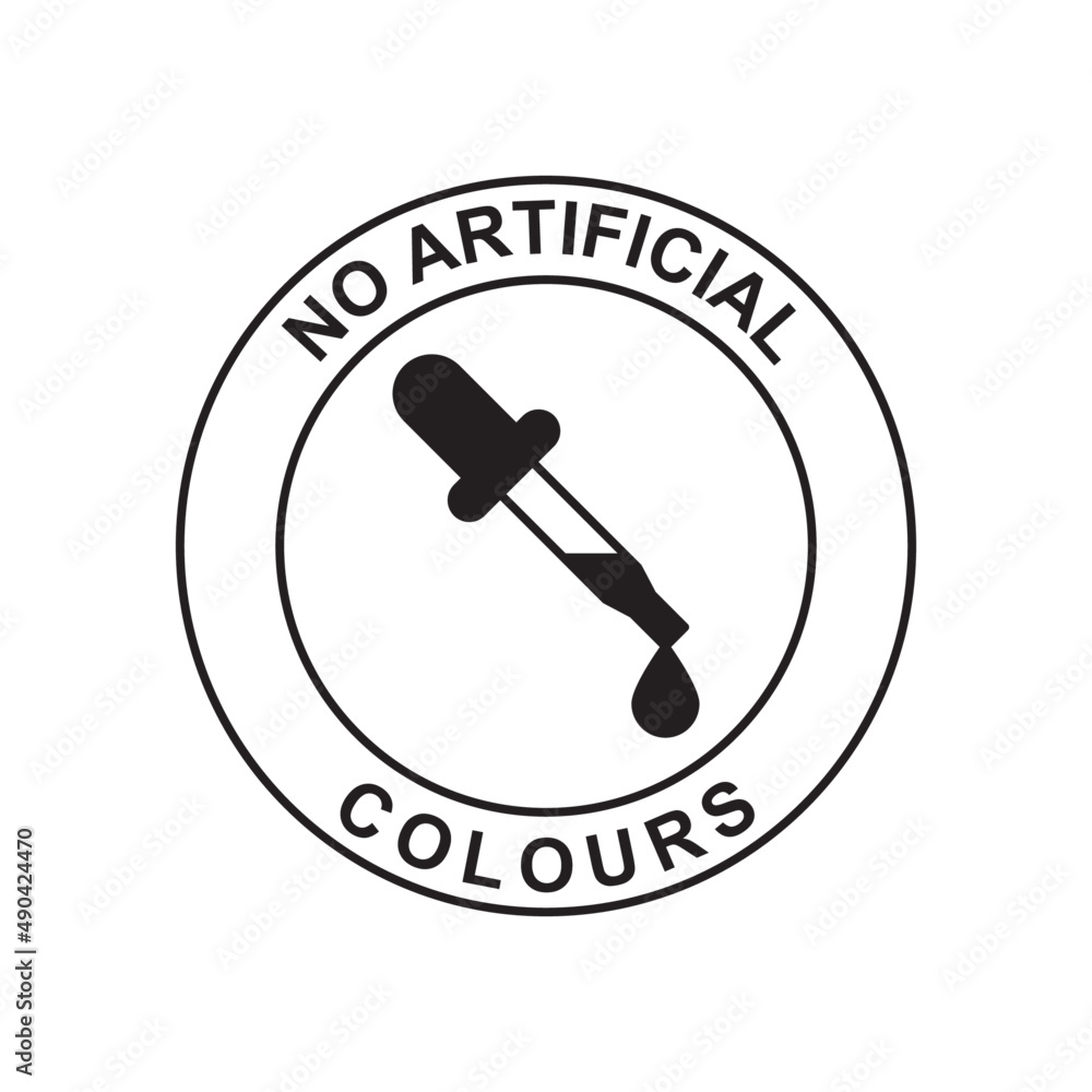 No artificial colours label icon in black flat glyph, filled style ...