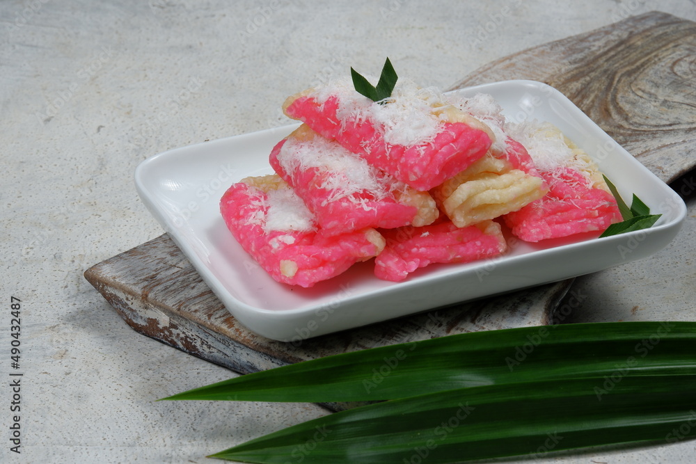 getuk lindri, indonesia traditional snack food, made from steamed ...