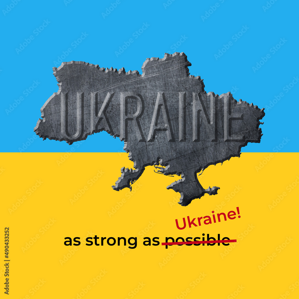 Support Ukraine: Metal Ukraine map over Ukrainian national flag, jpg ...