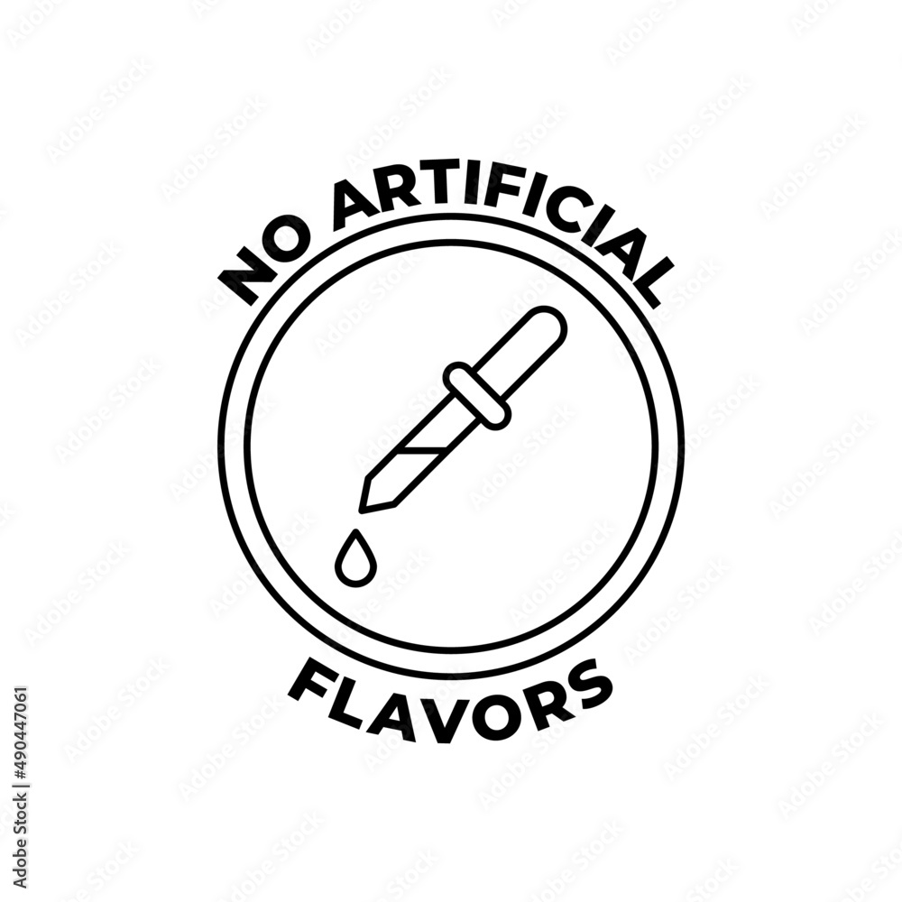 No artificial flavors Label icon in black line style icon, style ...