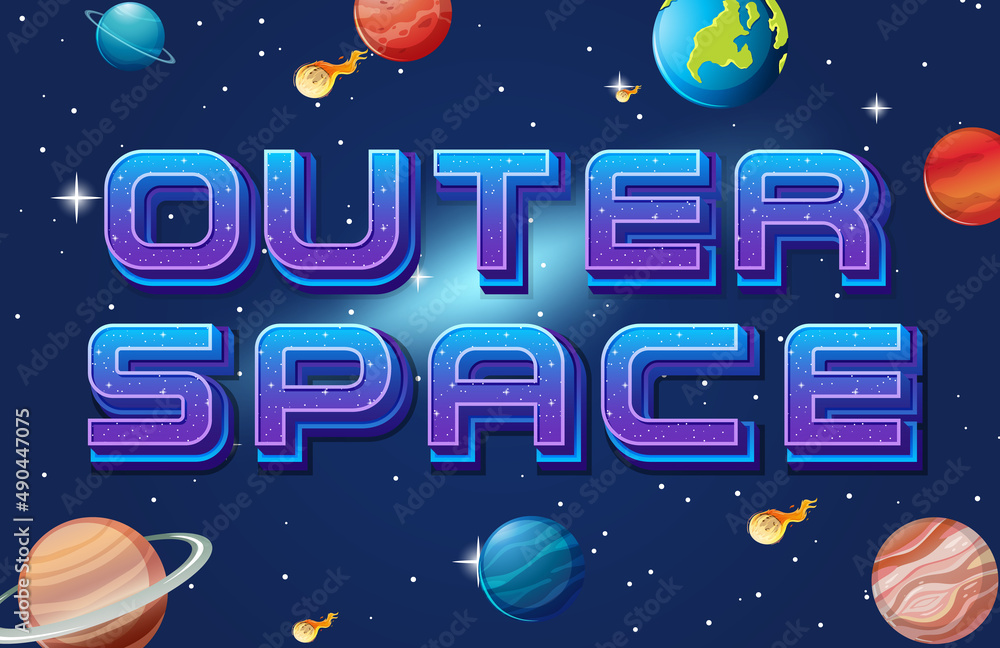 Outer space logo with planet on space background Stock Vector | Adobe Stock