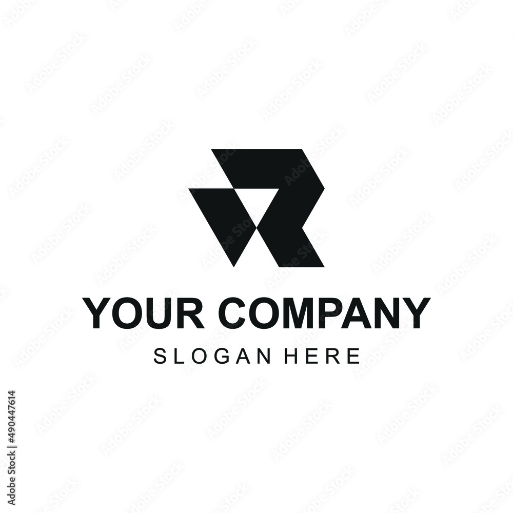 Modern abstract letter R with negative space arrow logo vector Stock ...