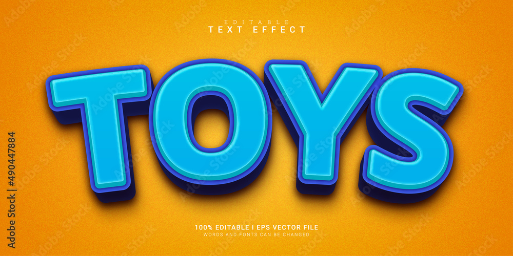 toys cartoon 3d text style effect Stock Vector | Adobe Stock