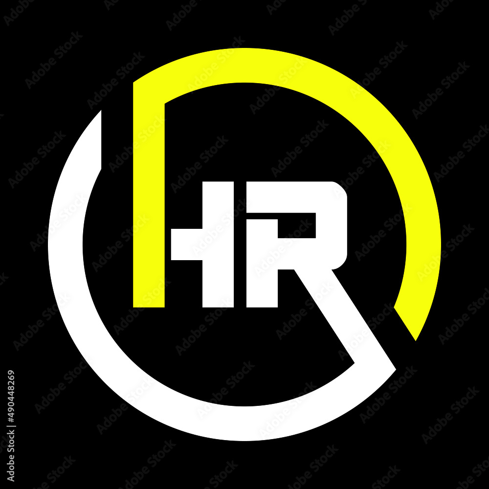 Vetor de HR letter logo design on black background Initial Monogram ...