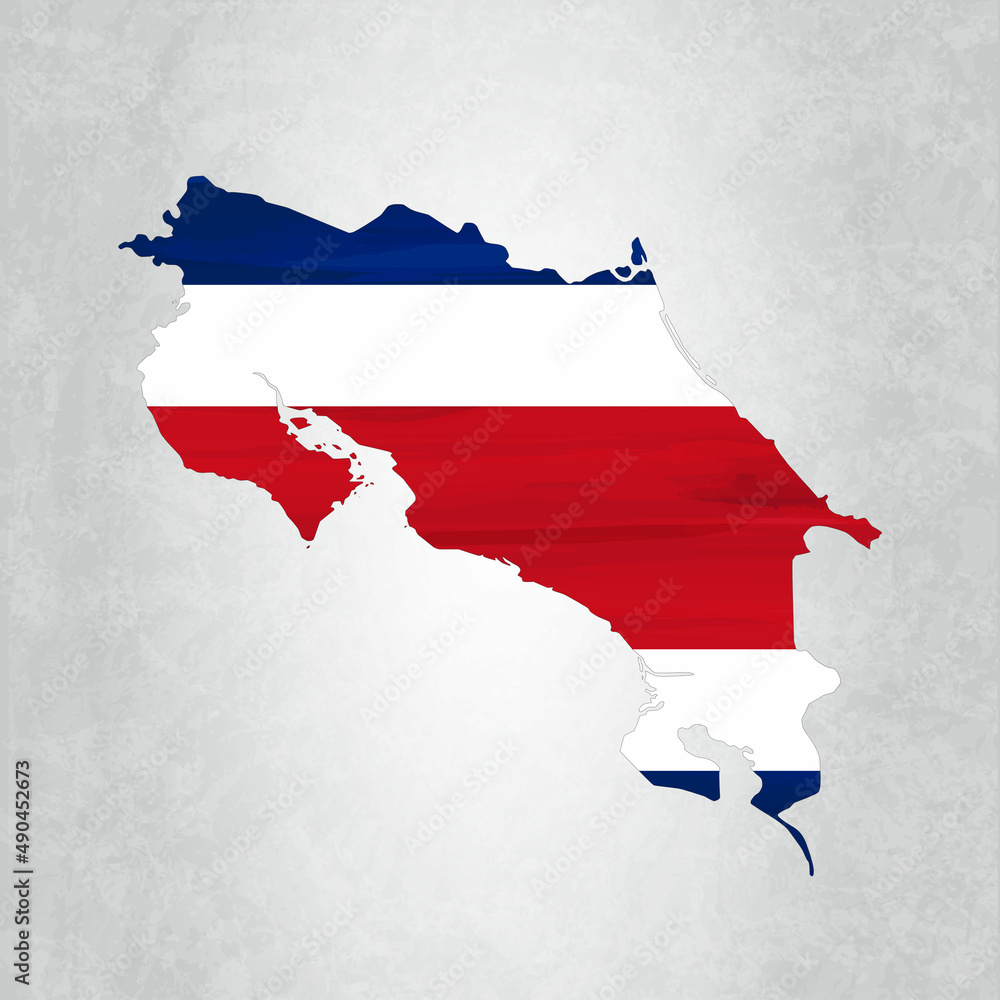 Costa Rica map with flag Stock Vector | Adobe Stock