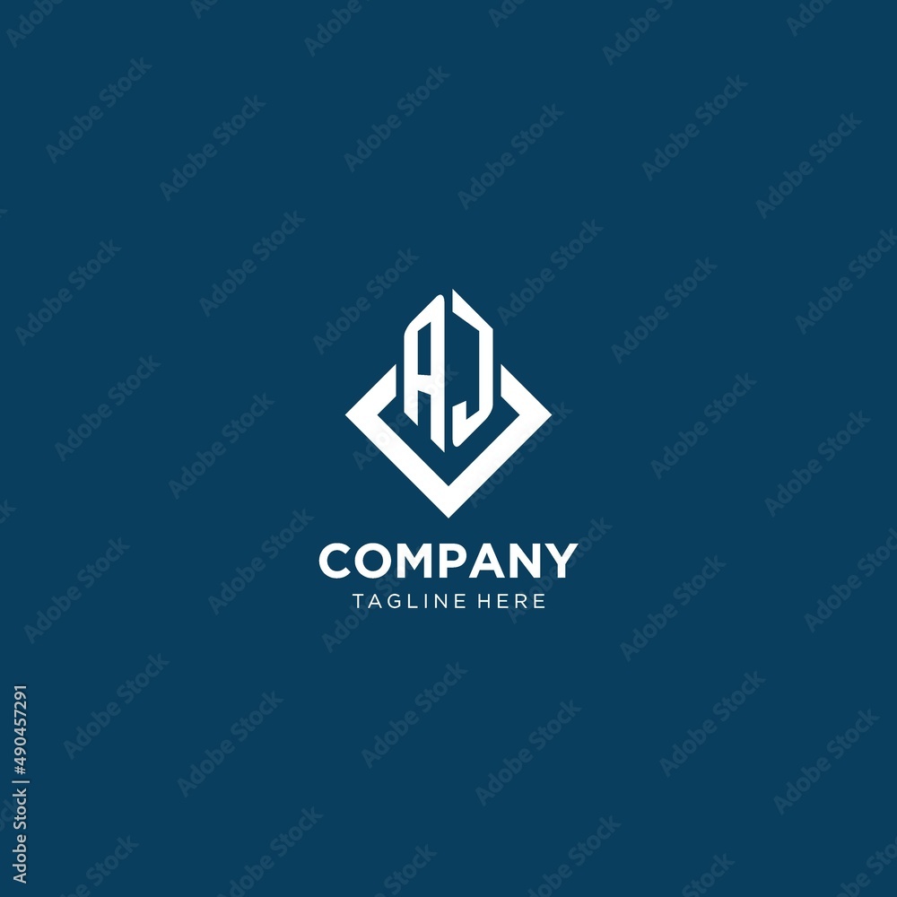 Initial AJ logo square rhombus with lines, modern and elegant logo ...