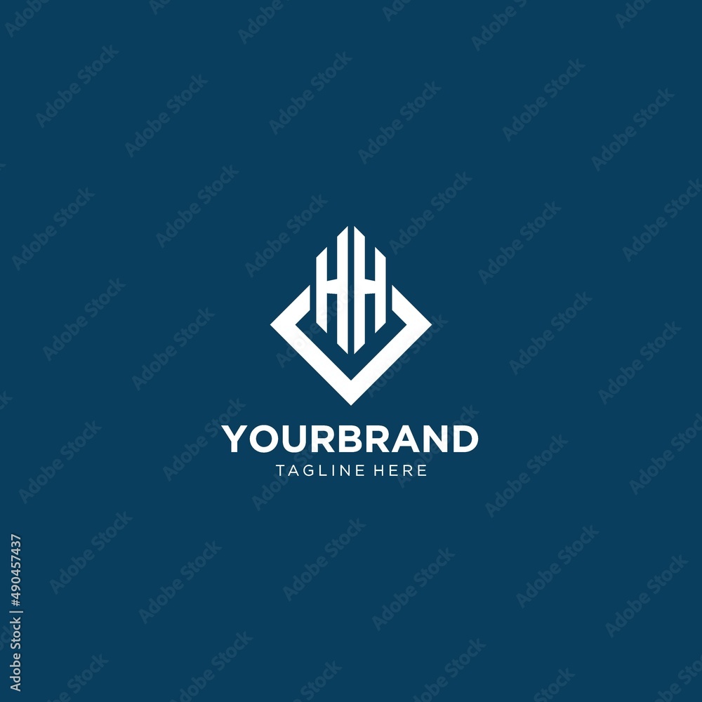 Initial HH logo square rhombus with lines, modern and elegant logo ...