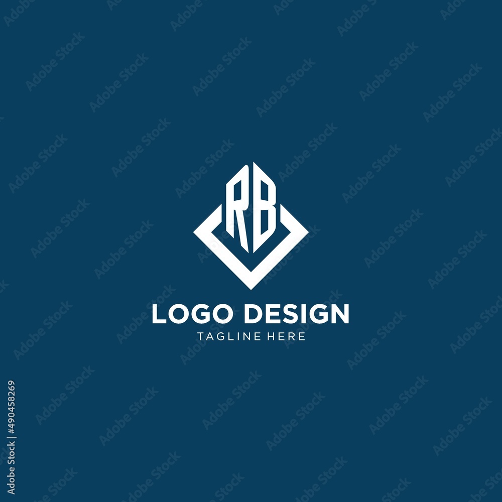 Initial RB logo square rhombus with lines, modern and elegant logo ...