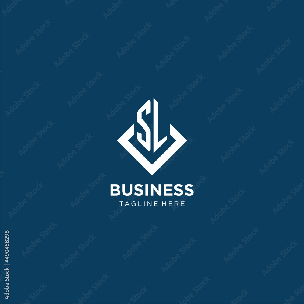 Initial SL logo square rhombus with lines, modern and elegant logo ...