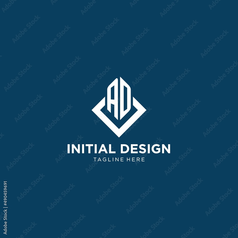 Initial AD logo square rhombus with lines, modern and elegant logo ...