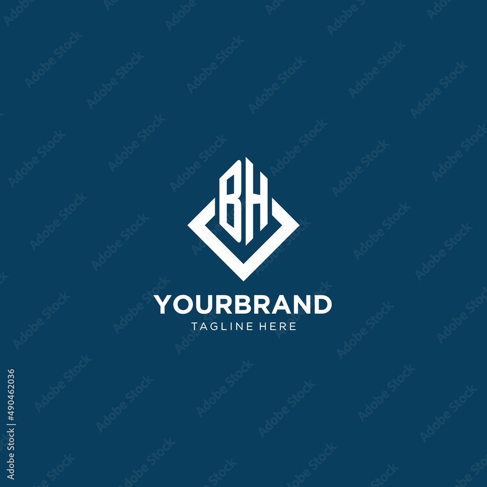Initial BH logo square rhombus with lines, modern and elegant logo ...