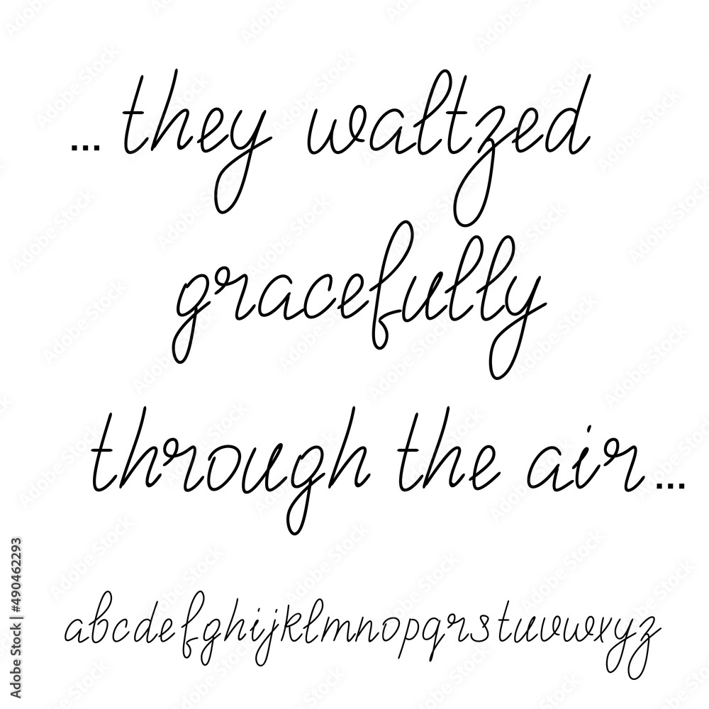 Handwritten alphabet. Thin line font. Manuscript abc. English lowercase ...