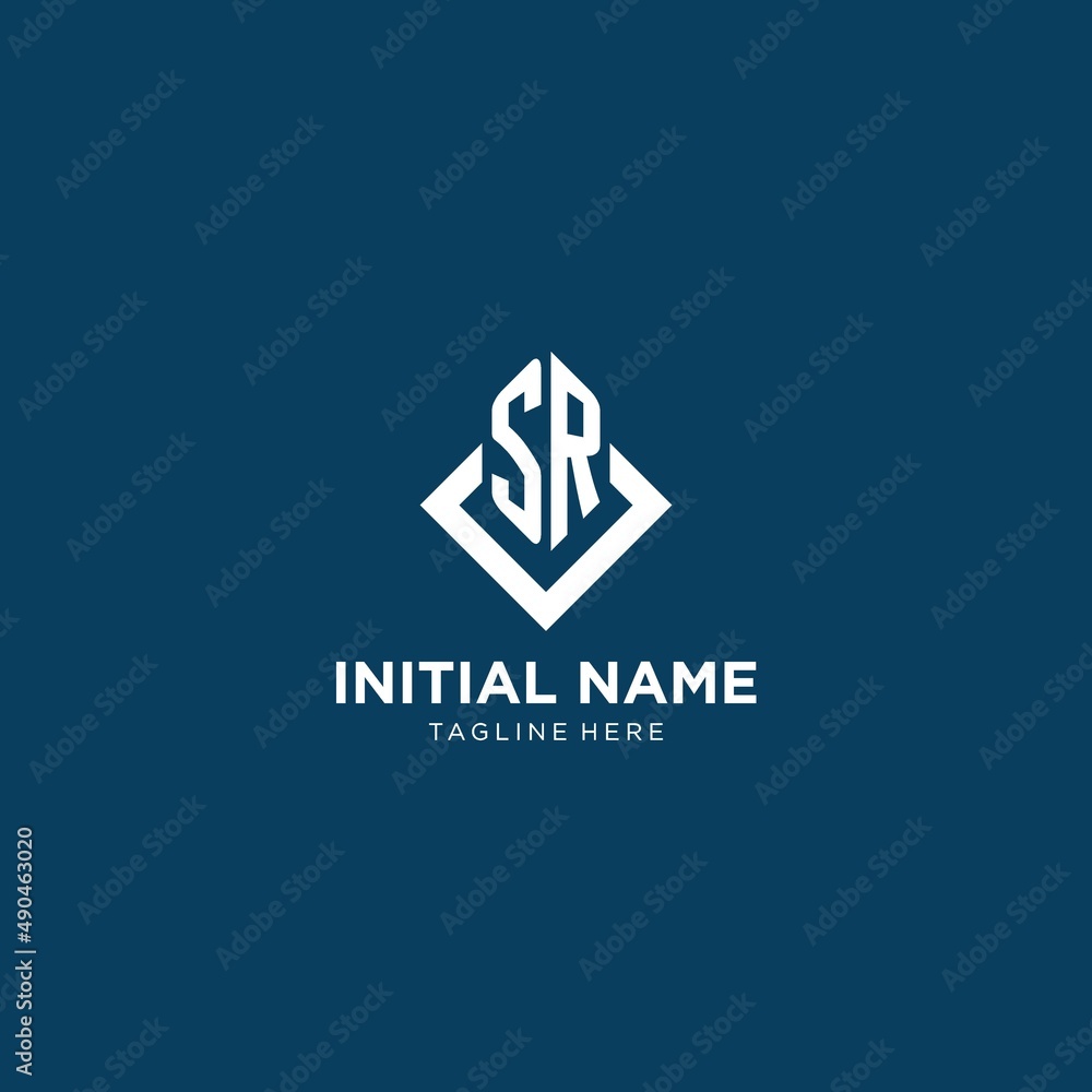 Initial SR logo square rhombus with lines, modern and elegant logo ...