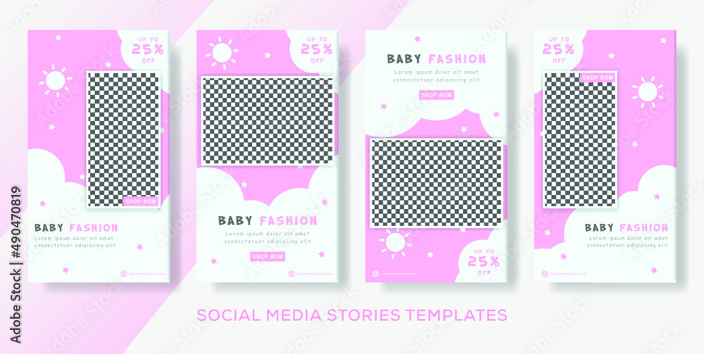 Fashion kids stories banner layout template modern design background ...