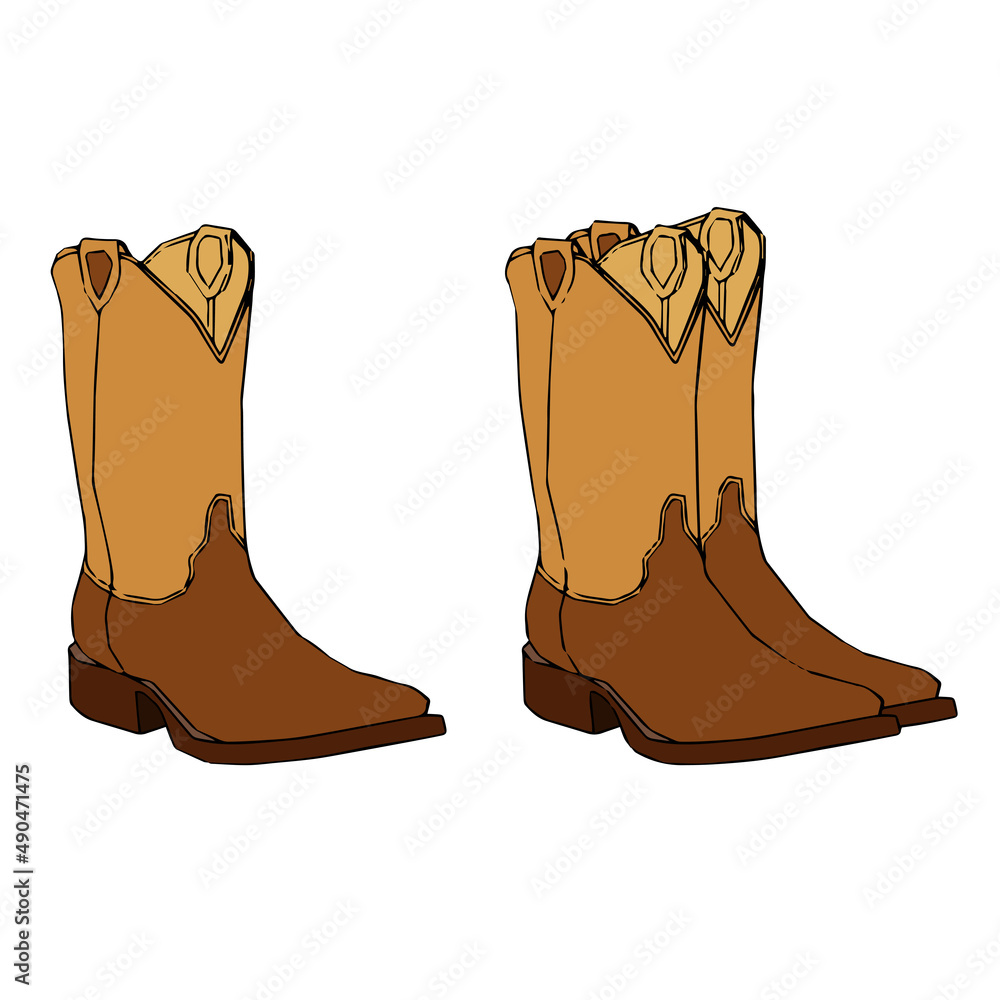 Old Gringo cowboy boots hand-drawn texan traditional shoes isolated on ...