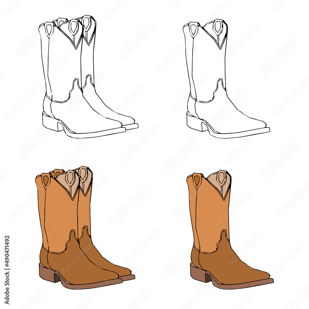 Old Gringo cowboy boots hand-drawn texan traditional shoes isolated on ...