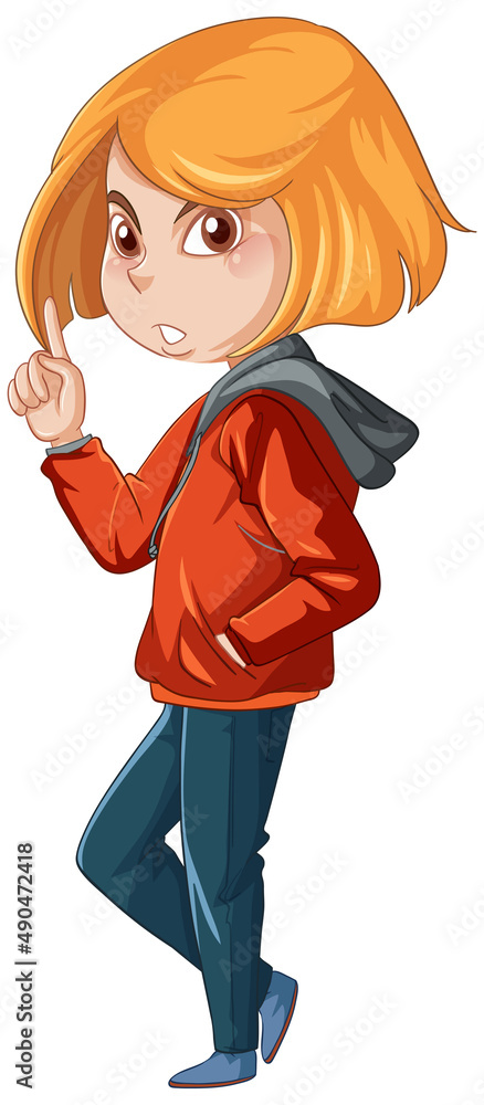 Teenager girl cartoon character on white background Stock Vector ...