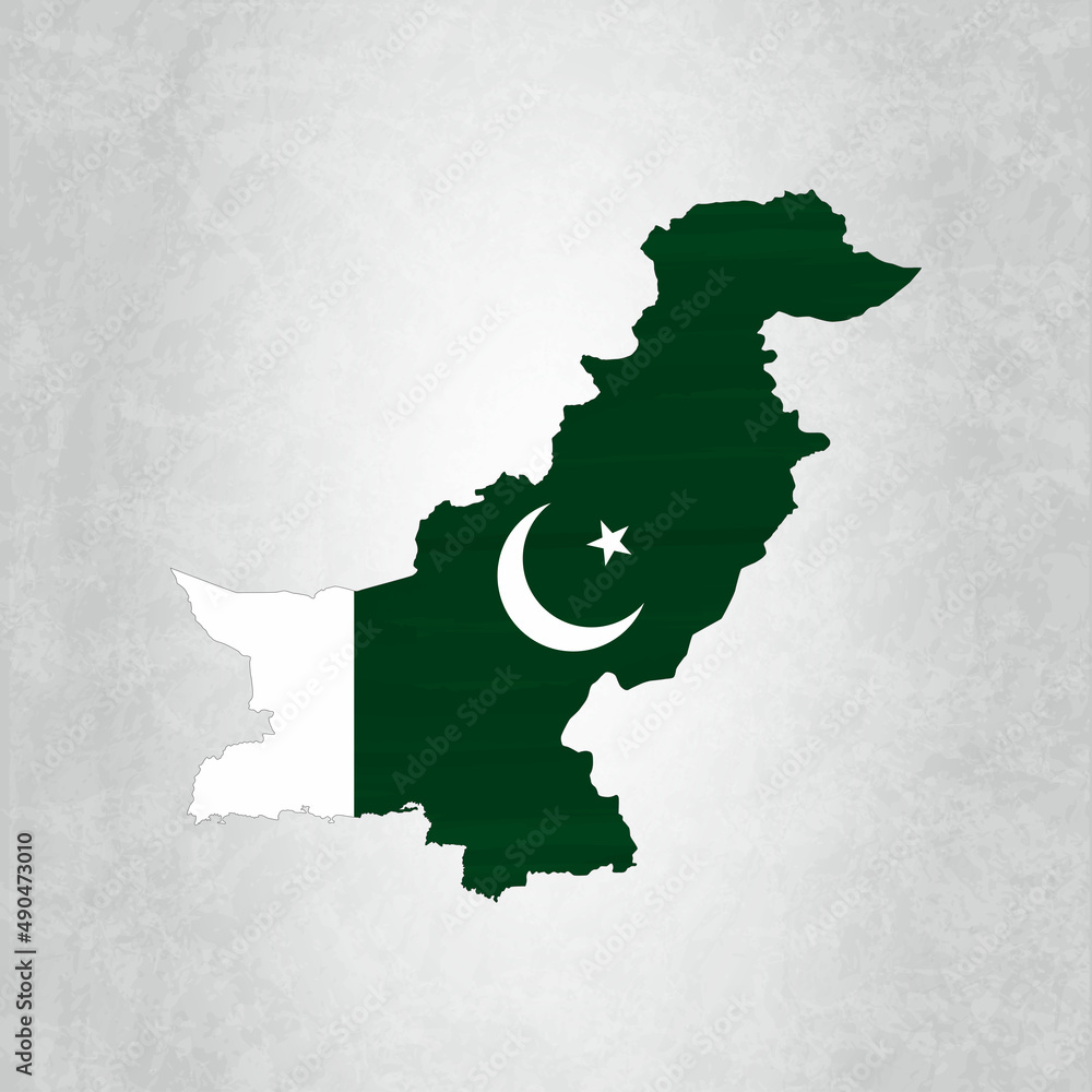 Pakistan map with flag Stock Vector | Adobe Stock