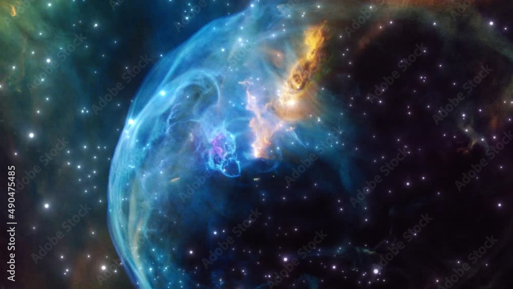 Simulation of the expansion and motion of the star BUBBLE NEBULA (NGC ...