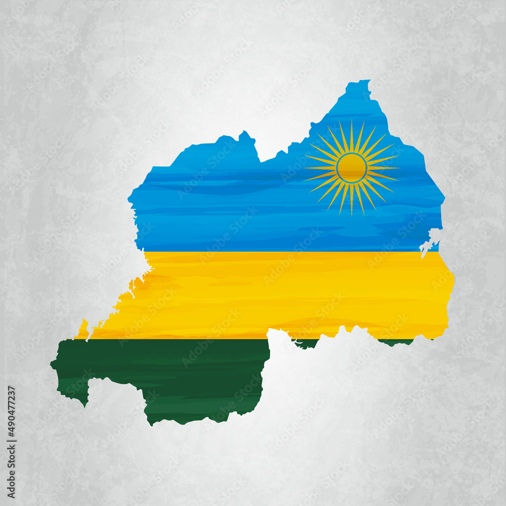 Rwanda map with flag Stock Vector | Adobe Stock