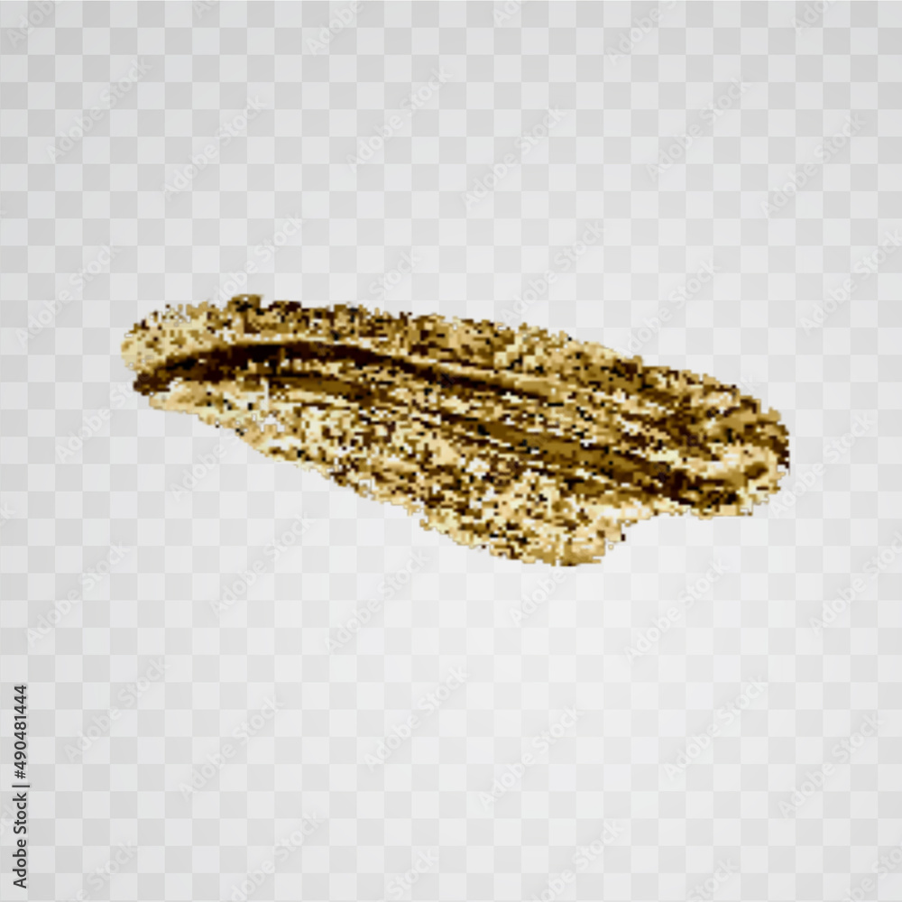 Hand drawing gold brush stroke , paint spot on a checkered background ...
