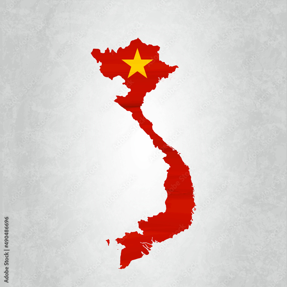 Vietnam map with flag Stock Vector | Adobe Stock