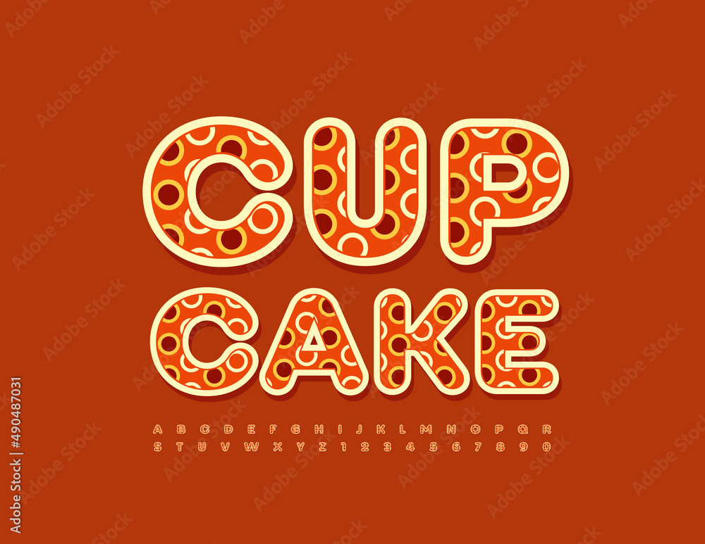 Vector template Cupcakefor Menu, Cafe, Bakery. Dot print Font. Alphabet ...