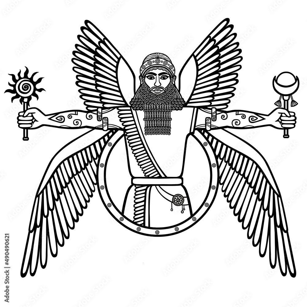 Ancient Assyrian winged deity. Character of Sumerian mythology. The ...