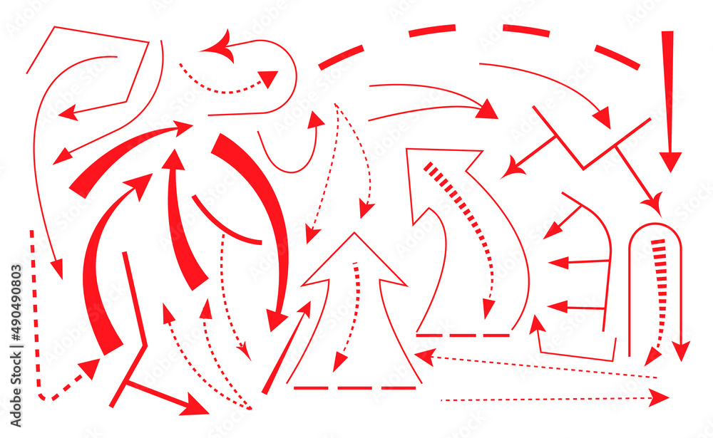 Red arrow set vector. Arrows signs for military map. ursor of troop ...
