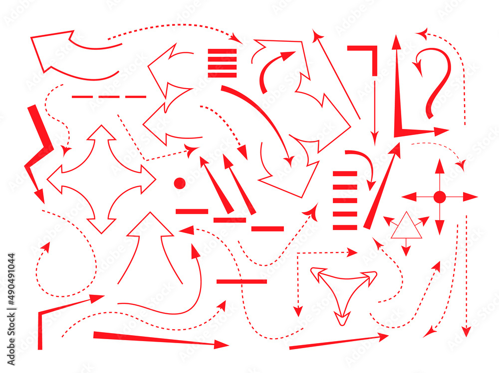 Red arrow set vector. Arrows signs for military map. ursor of troop ...