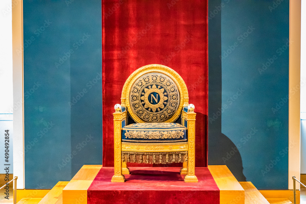 PARIS, FRANCE - MAY 27, 2016 : The Napoleon's Throne in the Apartments ...