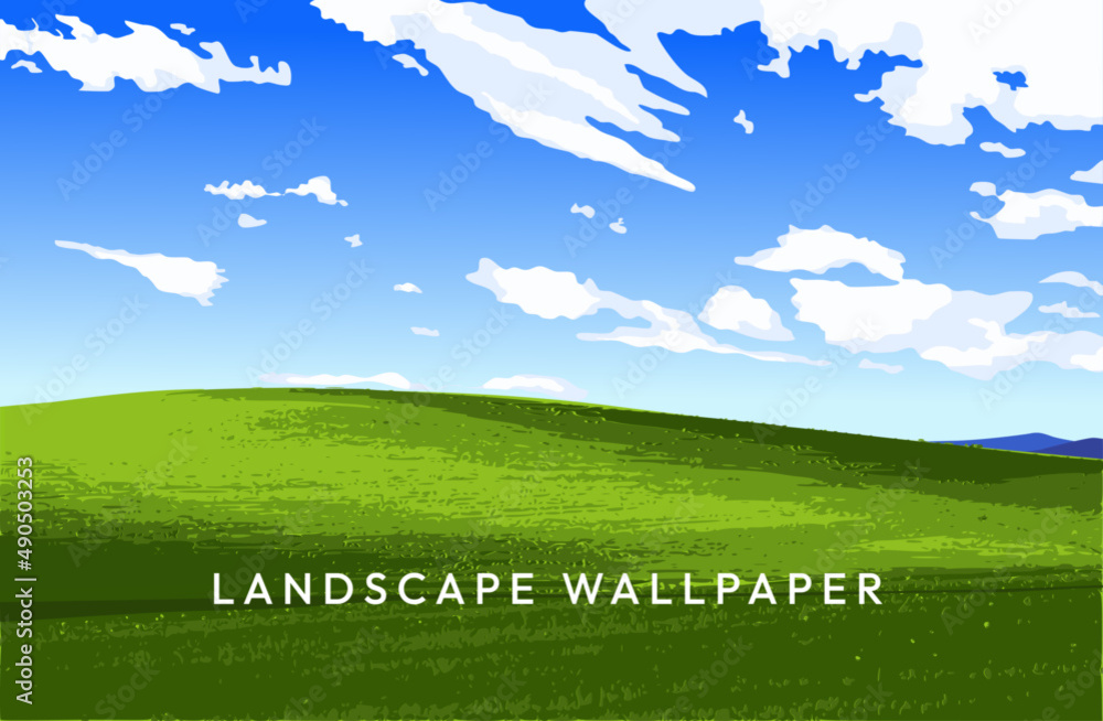 Nature grassland Windows xp wallpaper Landscape design Stock Vector ...