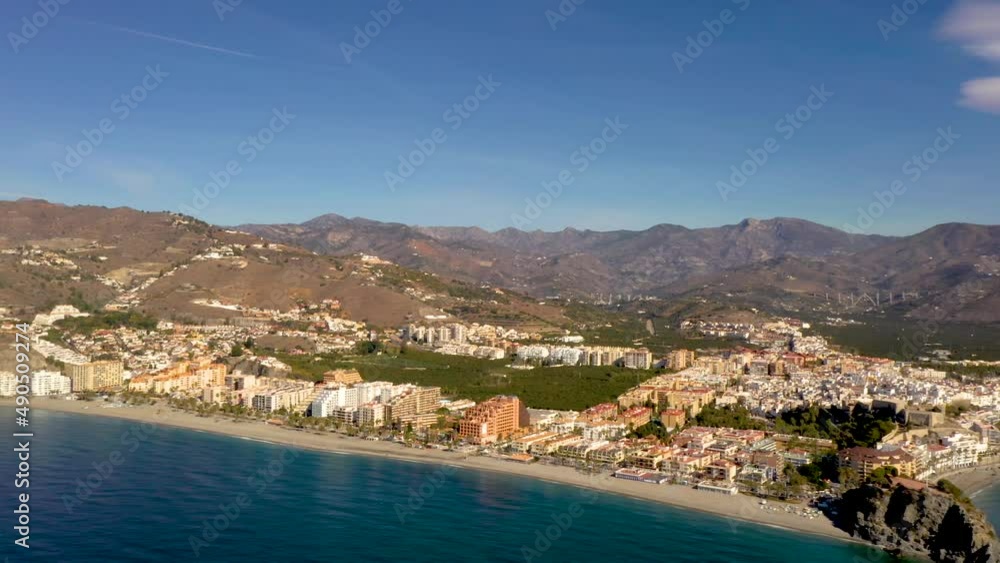 Drone truck right creating a beautiful aerial perspective of Spanish ...