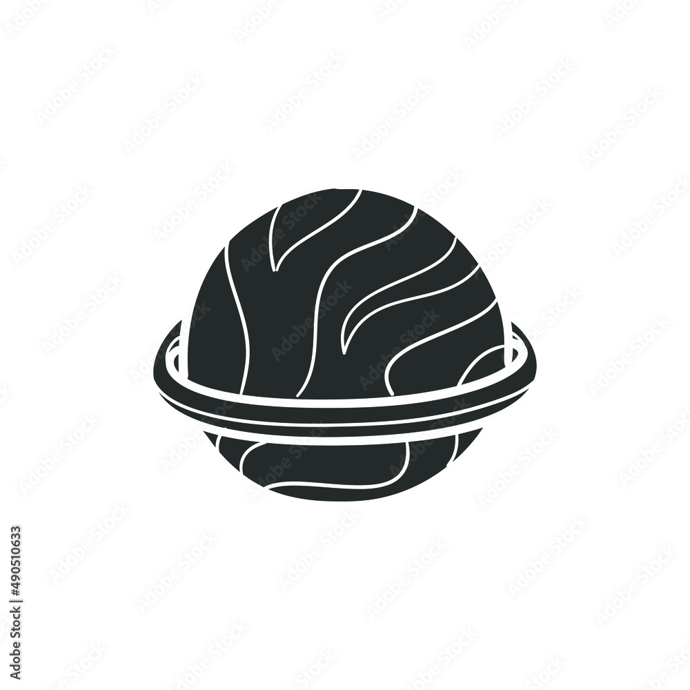 Saturn Icon Silhouette Illustration. Galaxy System Planet Vector ...