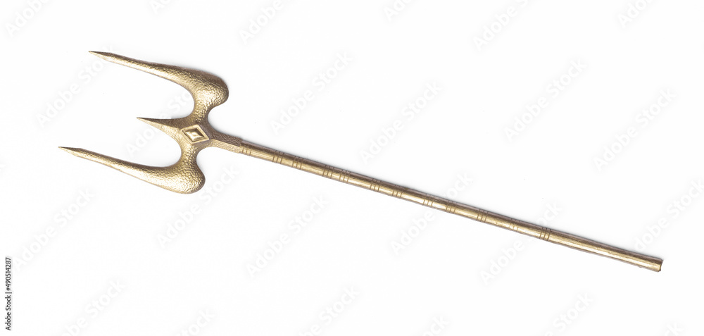 golden trident isolated on white background Stock Photo | Adobe Stock
