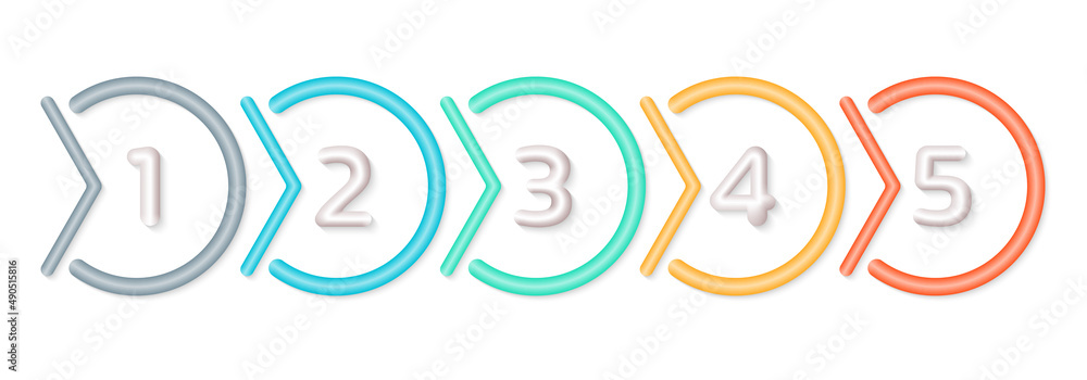 5 step infographic template with 3d elements. Business process ...