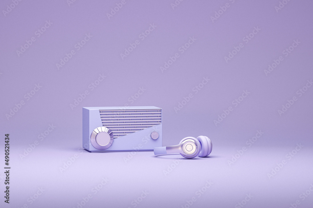 Purple retro radio technology concept .Concept for online music, radio ...