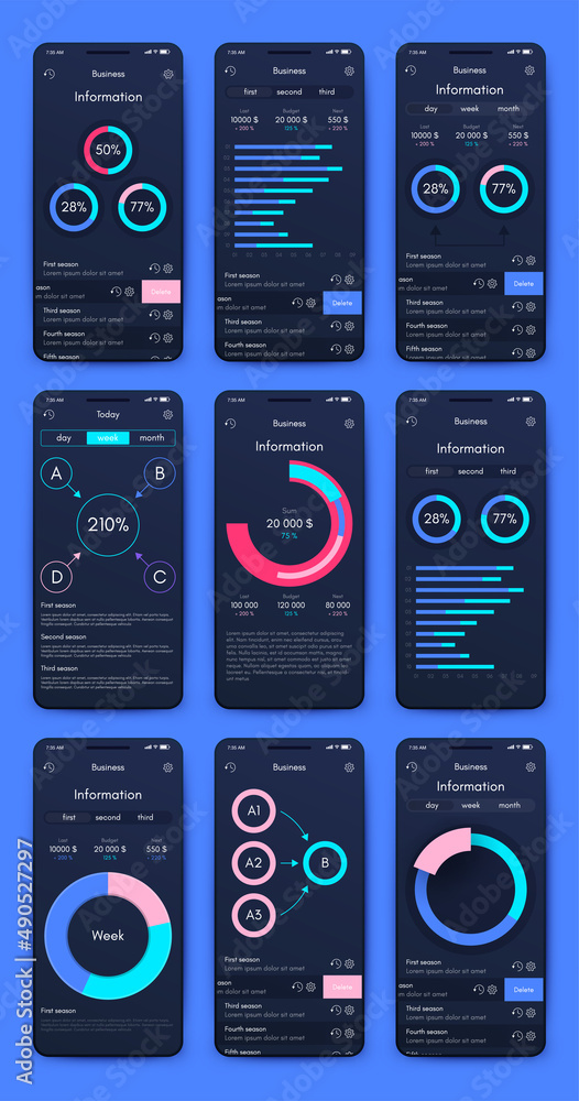 Vector graphics infographics with mobile phone. Template for creating ...
