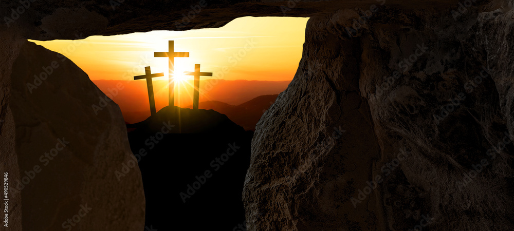 Easter background -Crucifixion - Resurrection of Jesus Christ in ...