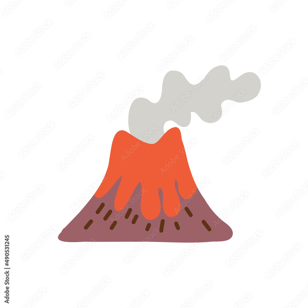 Smoking volcano Doodle illustration Hand drawn nursery baby ...
