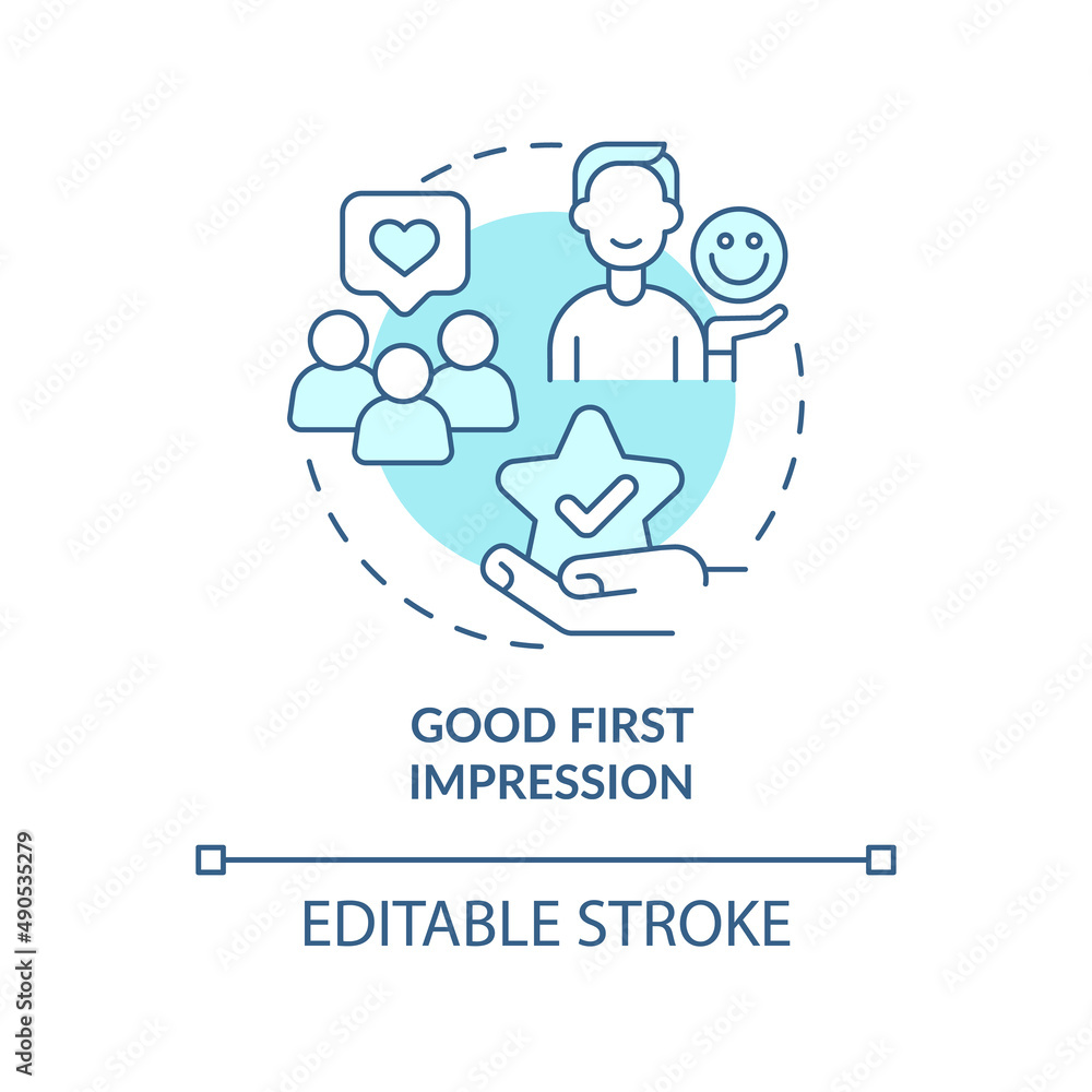 Good first impression turquoise concept icon. Professional design ...