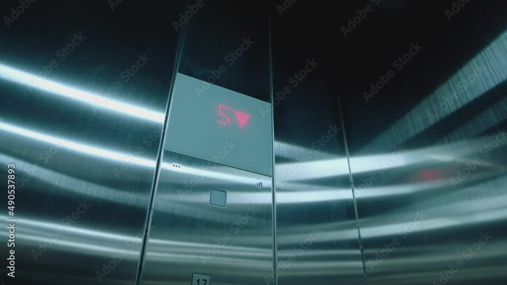 Video Stock Cabin of modern passenger elevator. Digital lift scoreboard ...