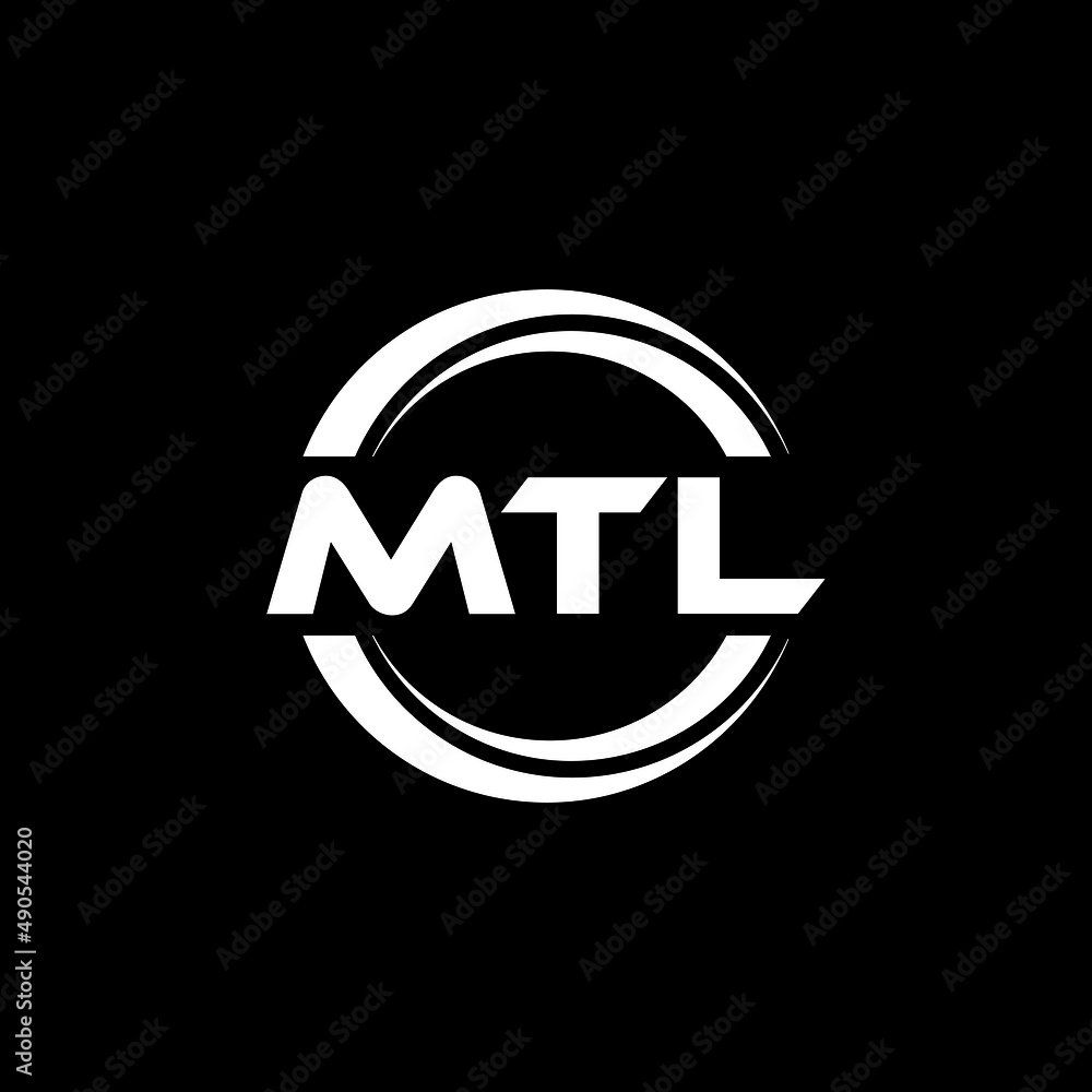 MTL letter logo design with black background in illustrator, vector ...