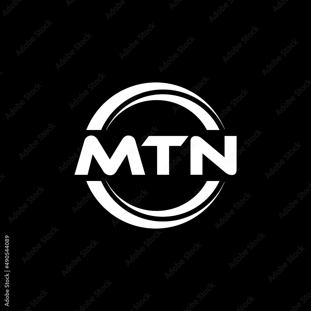 MTN letter logo design with black background in illustrator, vector ...