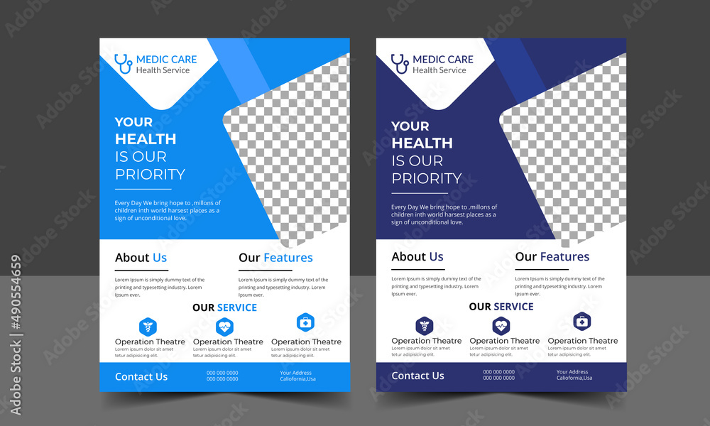 Health care cover template design for a report and medical brochure ...