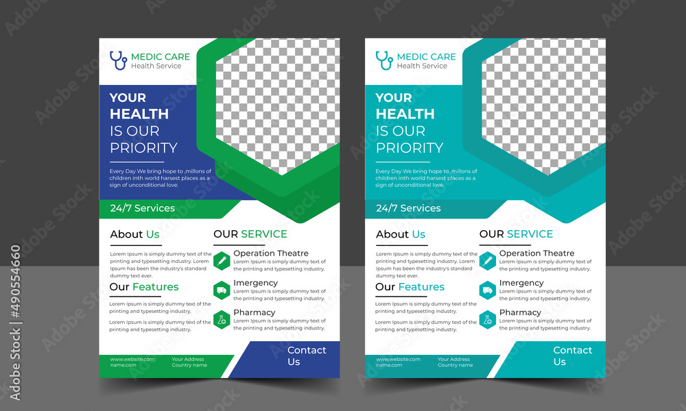 Health care cover template design for a report and medical brochure ...